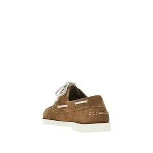SAXONE Skye Nubuck Leather Boat Shoes