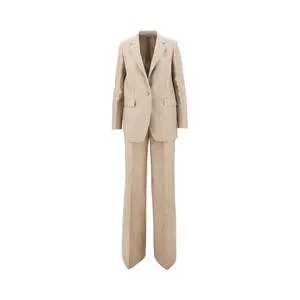 Tagliatore Adrianne' Linen-blend Tailored Suit - Beige