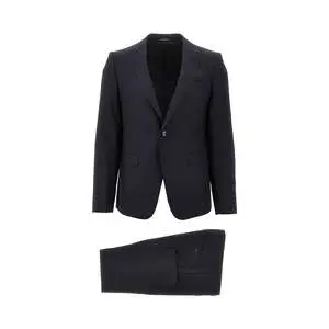 Emporio Armani Jacquard Wool And Silk David Line Suit - Blue