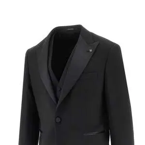 Tagliatore Super 120's Wool Tuxedo Suit - Black