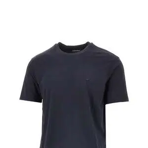 Emporio Armani Eagle Embroidery Modal-blend T-hirt - Blue