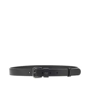 Valentino Garavani Mini Vlogo Signature Leather Belt - Black