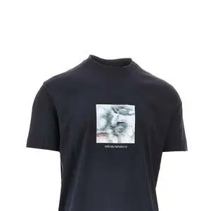 Emporio Armani Printed And Embroidered Lyocell-blend T-hirt