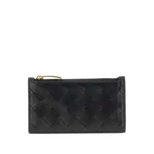 Bottega Veneta Intrecciato Nappa Leather Cardholder Pouch - Black