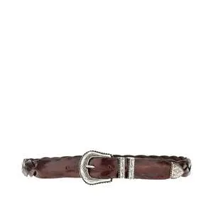 GIANNIFRANCO BELTS Braided Shiny Leather Belt - Brown