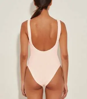 Hunza G Domino Crinkled One-piece Swimsuit With Ring Details - Pink