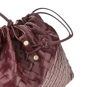 Bottega Veneta Woven Leather Drawstring Bag - Red