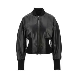 Alaïa Leather Cinched Bomber Jacket