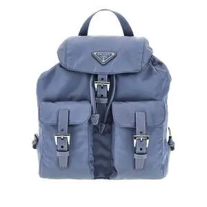 Prada Small Re-nylon Backpack With Saffiano Leather Details - Blue