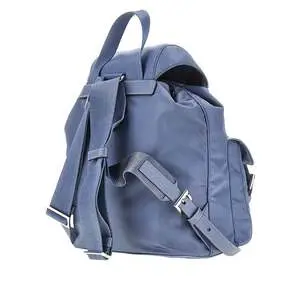Prada Small Re-nylon Backpack With Saffiano Leather Details - Blue