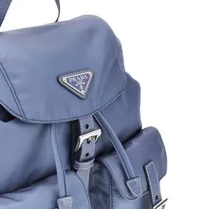Prada Small Re-nylon Backpack With Saffiano Leather Details - Blue