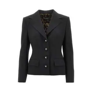 Dolce & Gabbana Slim Fit Gabardine Single-breasted Jacket With Dg Buttons - Black