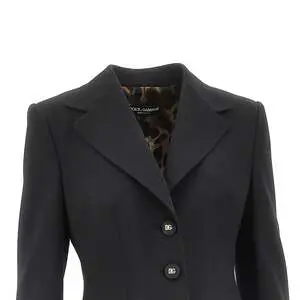 Dolce & Gabbana Slim Fit Gabardine Single-breasted Jacket With Dg Buttons - Black