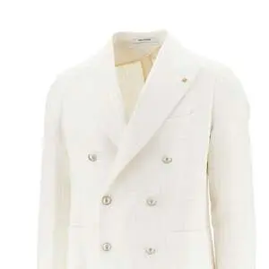 Tagliatore Canvas Double-breasted Jacket With Notched Lapel