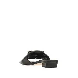 ROGER VIVIER Viv'choc Buckle Nappa Leather Slides - Black