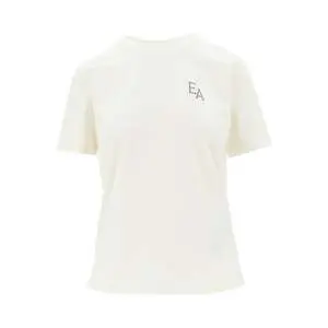 Emporio Armani Cotton Jersey T-shirt With Graphic And Logo Prints - Beige