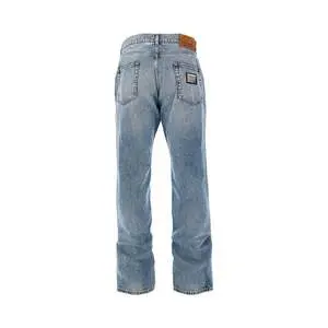 Dolce & Gabbana Classic Fit Denim Jeans With Logo Plate - Blue