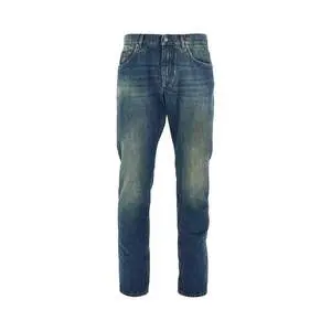 Dolce & Gabbana Regular Fit Jeans With Logo Plate - Blue