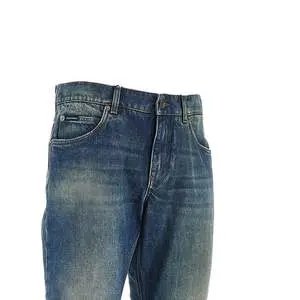 Dolce & Gabbana Regular Fit Jeans With Logo Plate - Blue