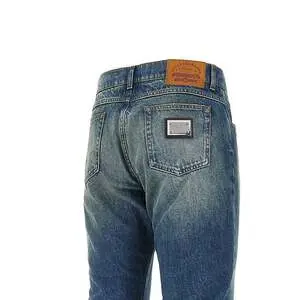Dolce & Gabbana Regular Fit Jeans With Logo Plate - Blue