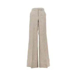 Max Mara Chevron Linen Batavia Wide-leg Trousers - Beige