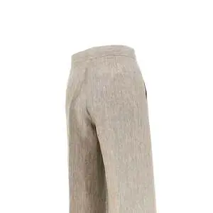 Max Mara Chevron Linen Batavia Wide-leg Trousers