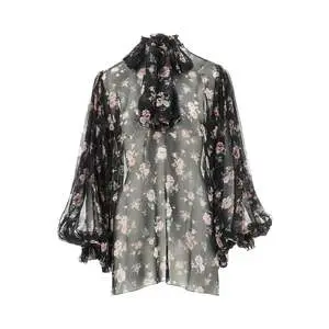 Dolce & Gabbana Vintage Roses Print Chiffon Blouse