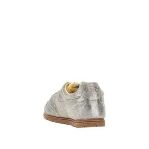 AUTRY Windspin Laminated Leather Sneakers - Silver