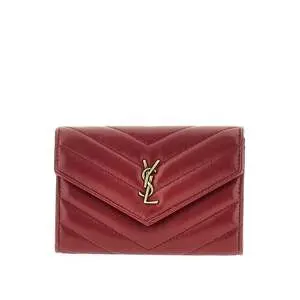 Saint Laurent Quilted Nappa Leather 'cassandre' Wallet - Red