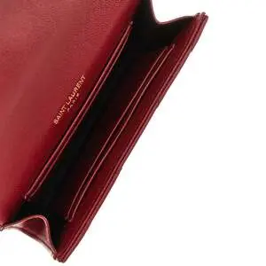 Saint Laurent Quilted Nappa Leather 'cassandre' Wallet - Red