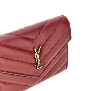 Saint Laurent Quilted Nappa Leather 'cassandre' Wallet - Red