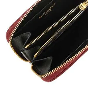 Saint Laurent Leather 'cassandre' Zip-around Wallet - Red