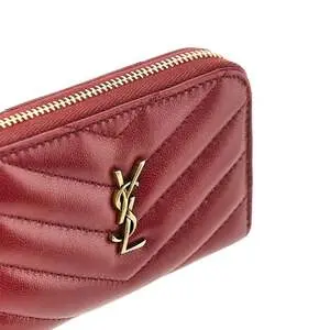 Saint Laurent Leather 'cassandre' Zip-around Wallet - Red