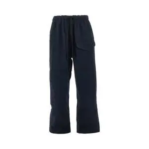 Studio Nicholson Nava Cotton Twill Loose Fit Trousers With Drawstring Waist