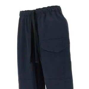 Studio Nicholson Nava Cotton Twill Loose Fit Trousers With Drawstring Waist