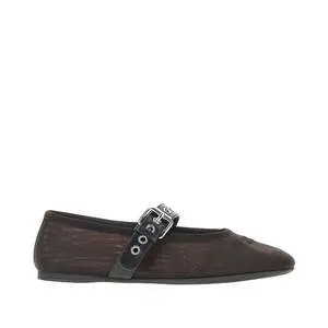 Miu Miu Mesh Ballet Flats With Buckled Strap - Black