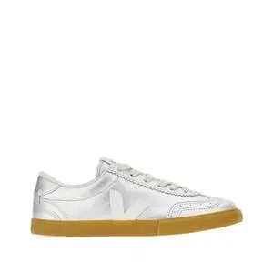 VEJA Metallic Leather Volley Sneakers - Silver