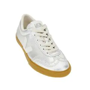 VEJA Metallic Leather Volley Sneakers - Silver