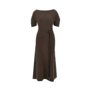 LEMAIRE Off-the-shoulder Jersey Midi Dress - Brown