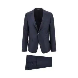 Emporio Armani Jacquard Wool David Line Suit - Blue