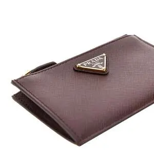 Prada Saffiano Leather Cardholder Pouch - Red