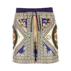 Casablanca Silk Twill "plafond Orne De Musique" Motif Shorts