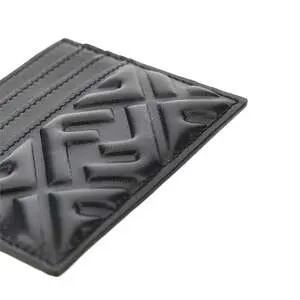 Fendi Leather Cardholder With Embossed Ff Motif - Black