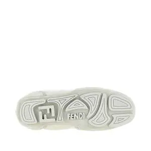 Fendi Ff Jacquard Nylon And Suede Sneakers - Grey