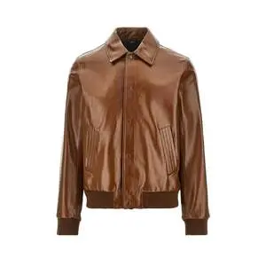 Fendi Glossy Leather Blouson Jacket - Brown