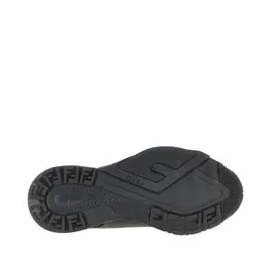 Fendi Flow Leather And Ff Jacquard Sneakers - Black