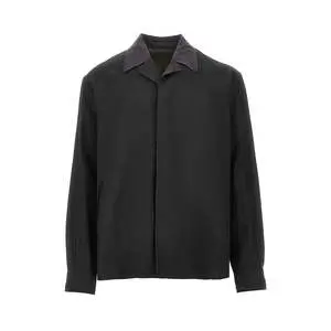 Our Legacy Linen-blend Bowling Collar Jacket - Black