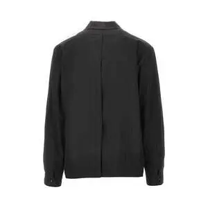Our Legacy Linen-blend Bowling Collar Jacket - Black