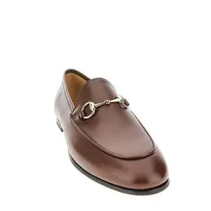 Gucci Jordaan Leather Loafers With Horsebit Detail - Brown