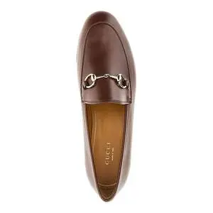 Gucci Jordaan Leather Loafers With Horsebit Detail - Brown